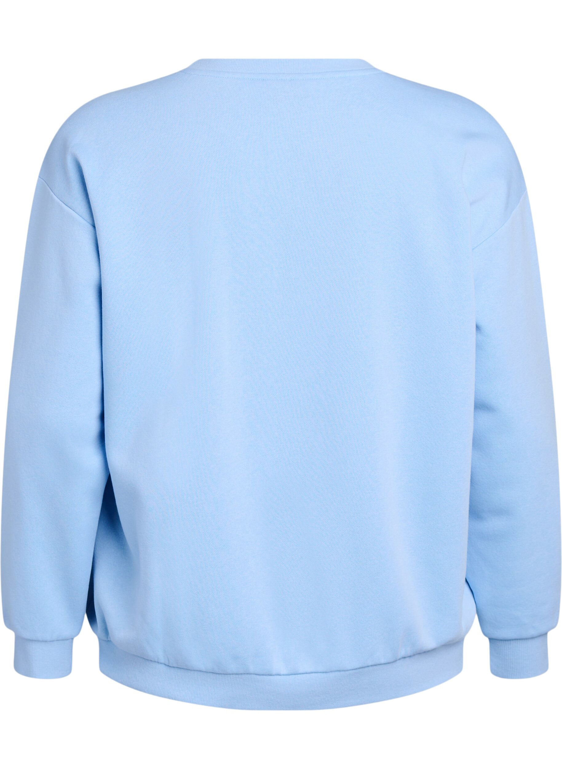 Sweatshirt met badstof logo - Blauw - Maat XXXL - Zizzi
