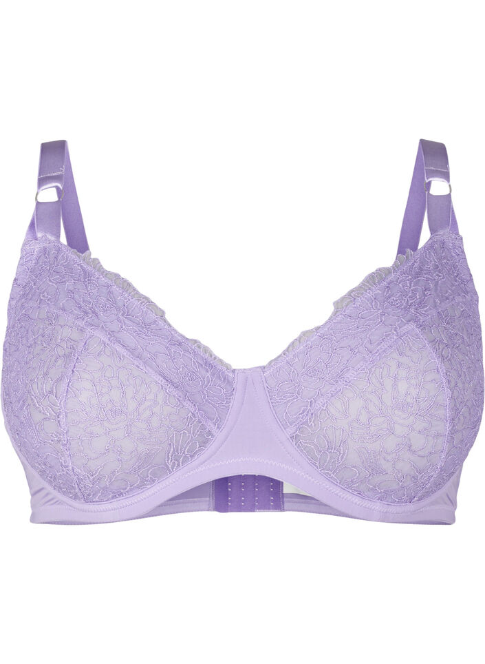 Volledig dekkende bh met kant - Paars - Maat 95B - Zizzi